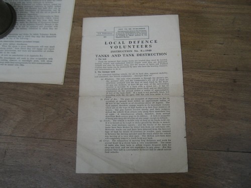 WW2 Local Defence Volunteers LDV Home Guard pamphlet, Tanks and Tank ...