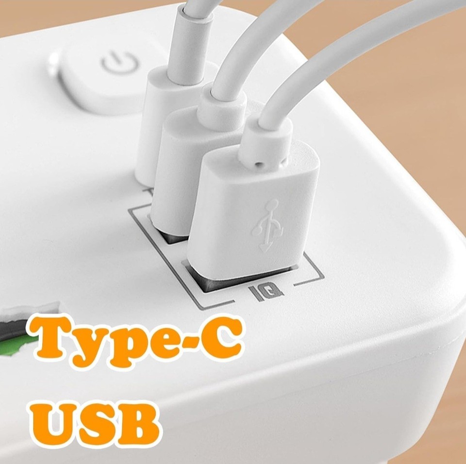 Plug Extension Socket, Double Socket with USB, Plug Adaptor with Night ...