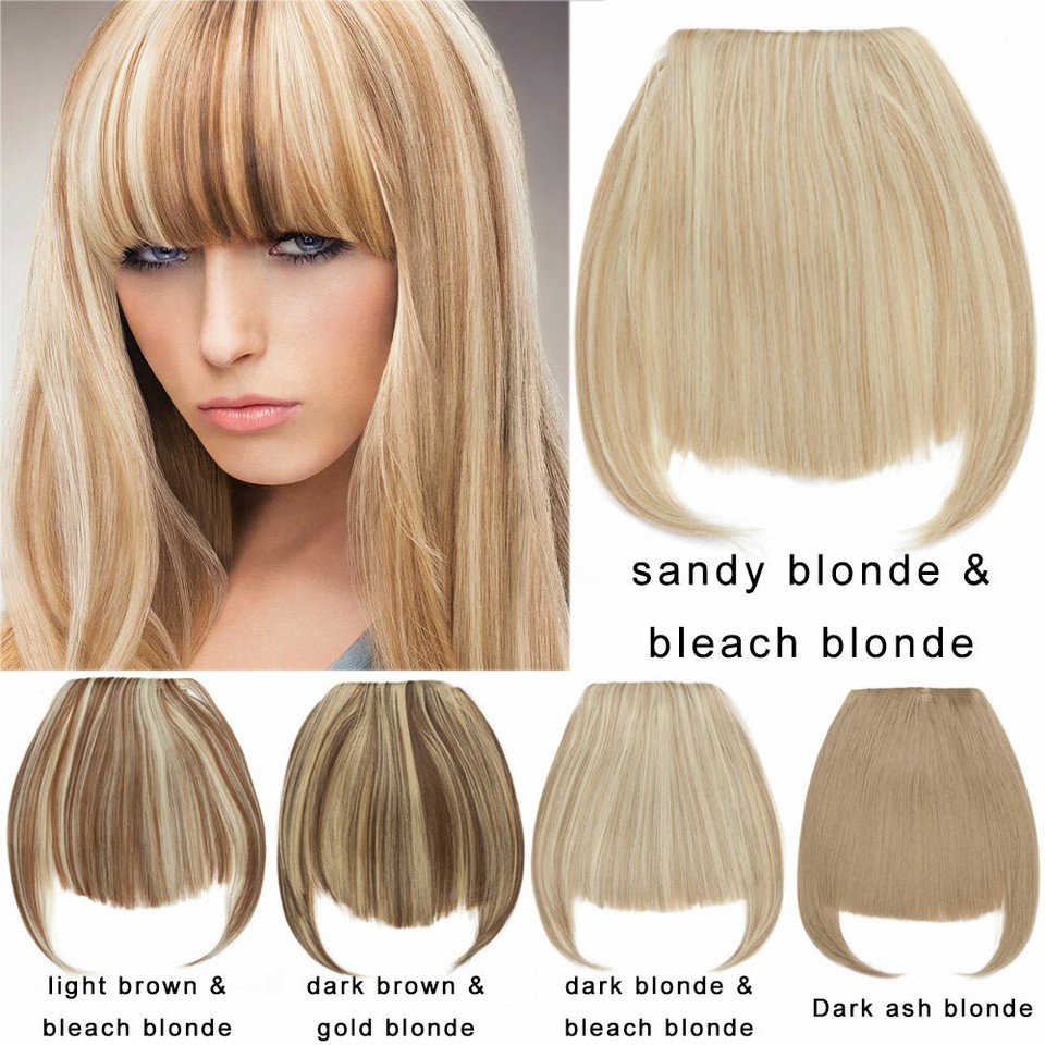 Straight Front Bangs Fringe Piece Clip In Hair Extensions Remy style ...