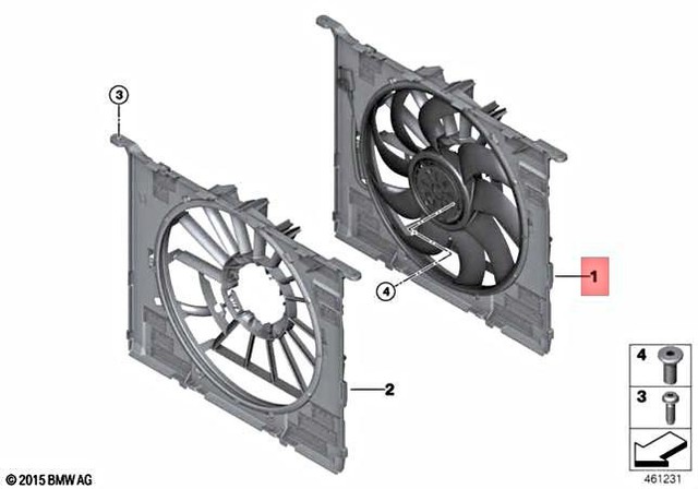 Original BMW 5er 7er G11 G12 G30 G31 G32 Shroud With Fan 17427953401 ...
