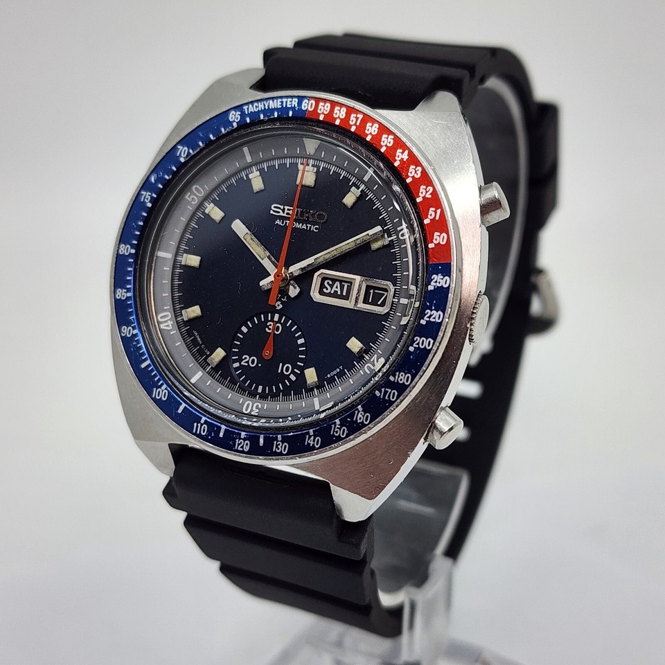 Vintage Seiko Pogue Black Dial 6139-6005 Serviced New Crystal/Strap | eBay