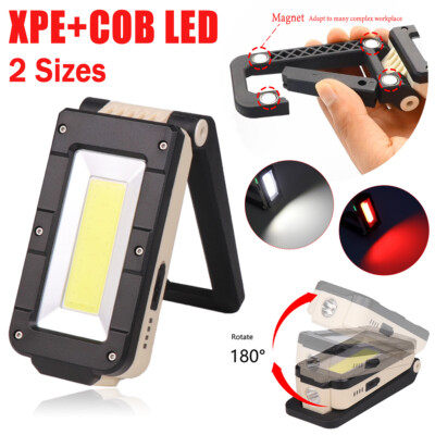 USB Rechargeable Magnetic COB LED 4 Modes Work Light Lamp Folding Light ...
