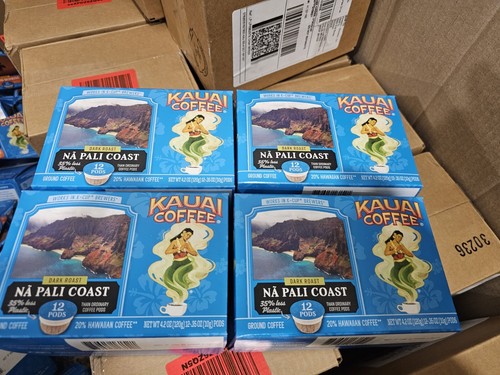 FOUR BOXES Kauai Coffee Na Pali Coast Dark Roast 48 KPods Total K-Cup ...