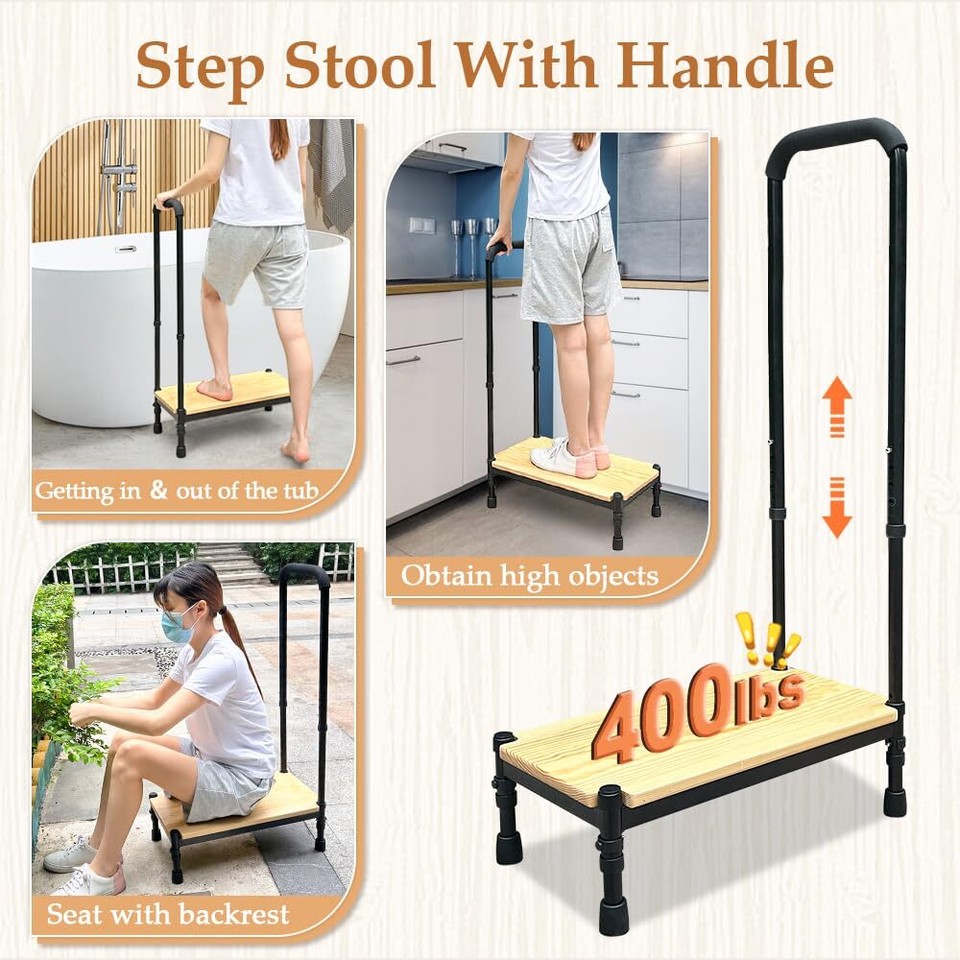 Medical Step Stool with Handle Bed Steps for High Beds for Adults ...