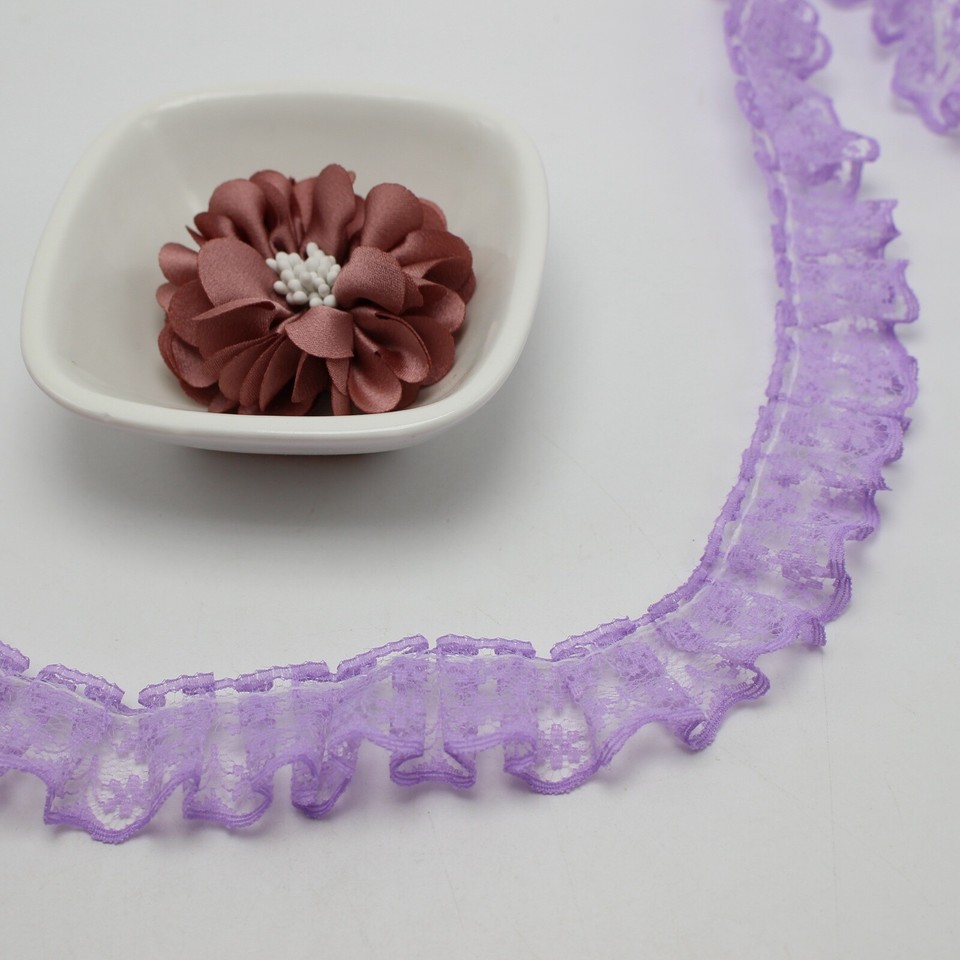 11 Yards Ruffle Unilateral Lace Trim Ribbon - 23mm Wide Sewing Trim for ...