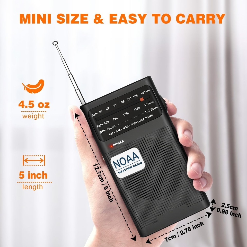 "Portable AM FM NOAA Weather Radio Emergency Battery Operated ...