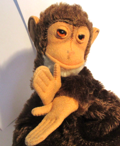 Vintage Steiff Jocko Hand Puppet Made in Germany Soft Chimpanzee Monkey ...