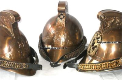 Antique British Fireman Helmet Best Quality Brass Marine 3-PCS SET FIRE ...