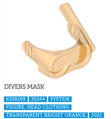 NEW LEGO! TRANS BRIGHT ORANGE DIVER'S MASK QTY 2 | eBay