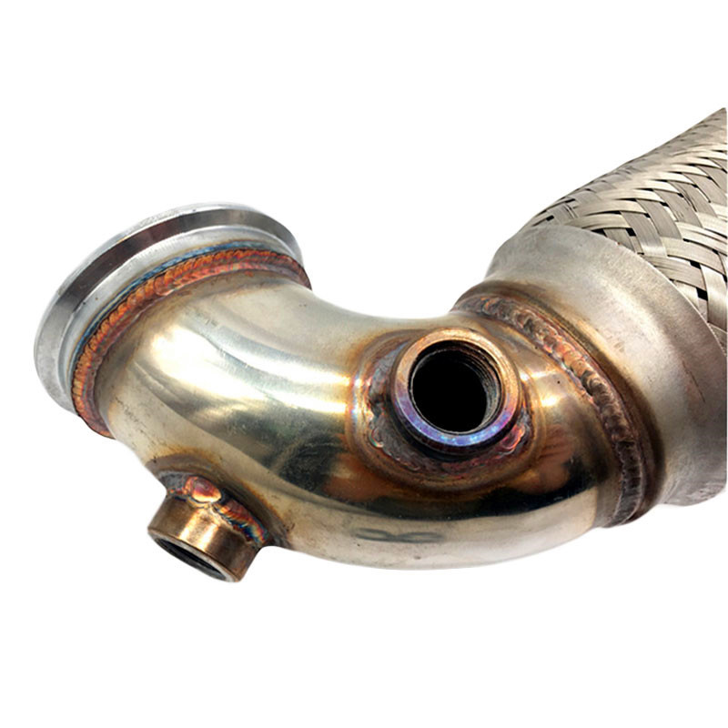 3" 76mm V-Band Downpipe Low Profile 90 Deg & Flex Bellow Exhaust Pipe ...