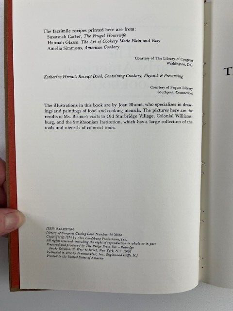 The Early American Cookbook Hyla O'Connor 1974 Pioneer Colonial Recipes ...