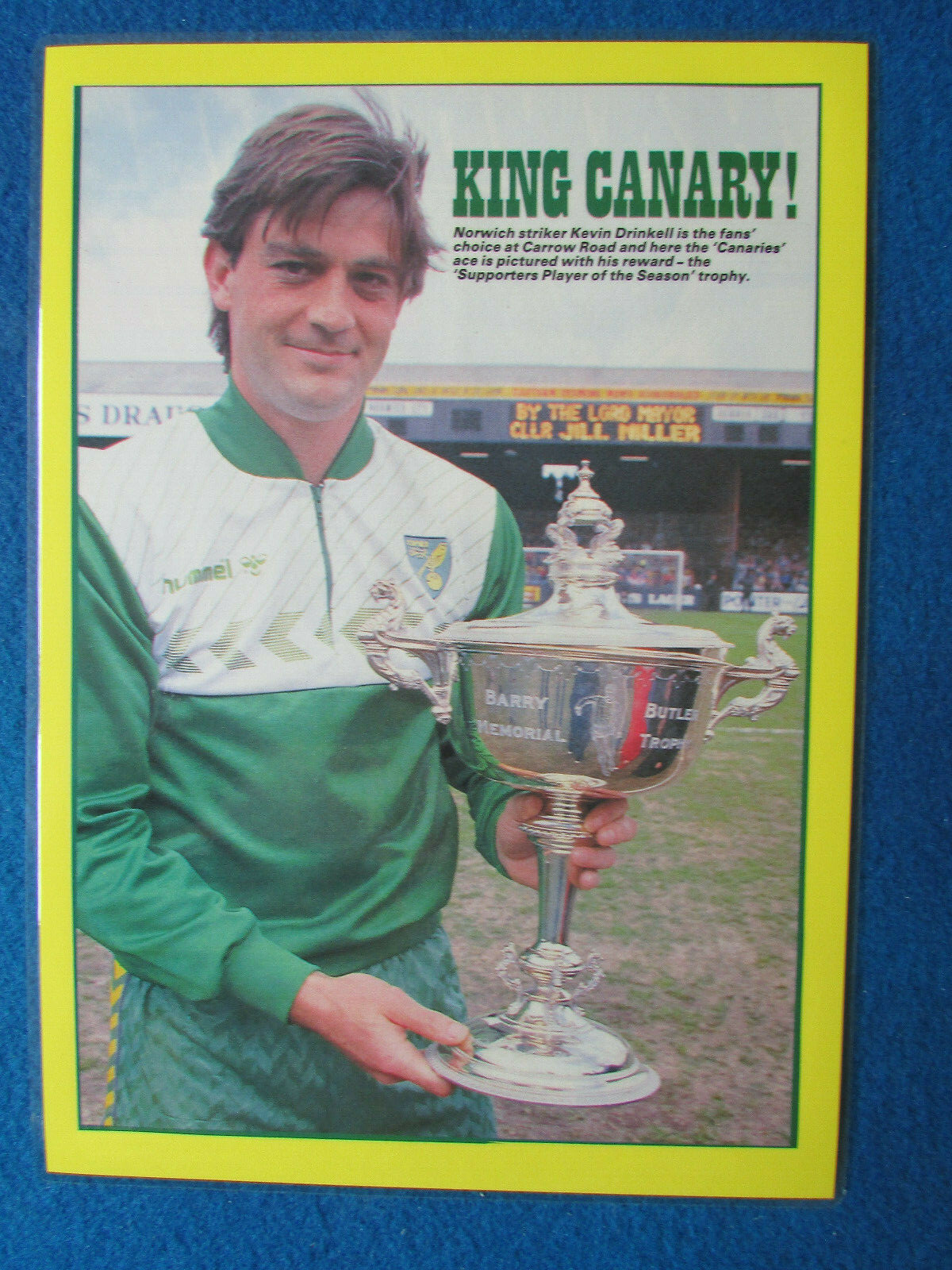 Kevin Drinkell - Norwich City - 1986/87 - Mounted Laminated A4 Picture ...