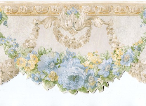 Victorian Golden Wreath Wallpaper Border - 15 feet length - "Pre-pasted ...