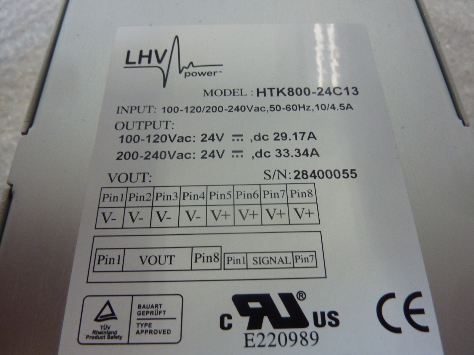 LHV Power Corporation HTK800-24C13 600Watt 10-240Volts AC Power Supply ...
