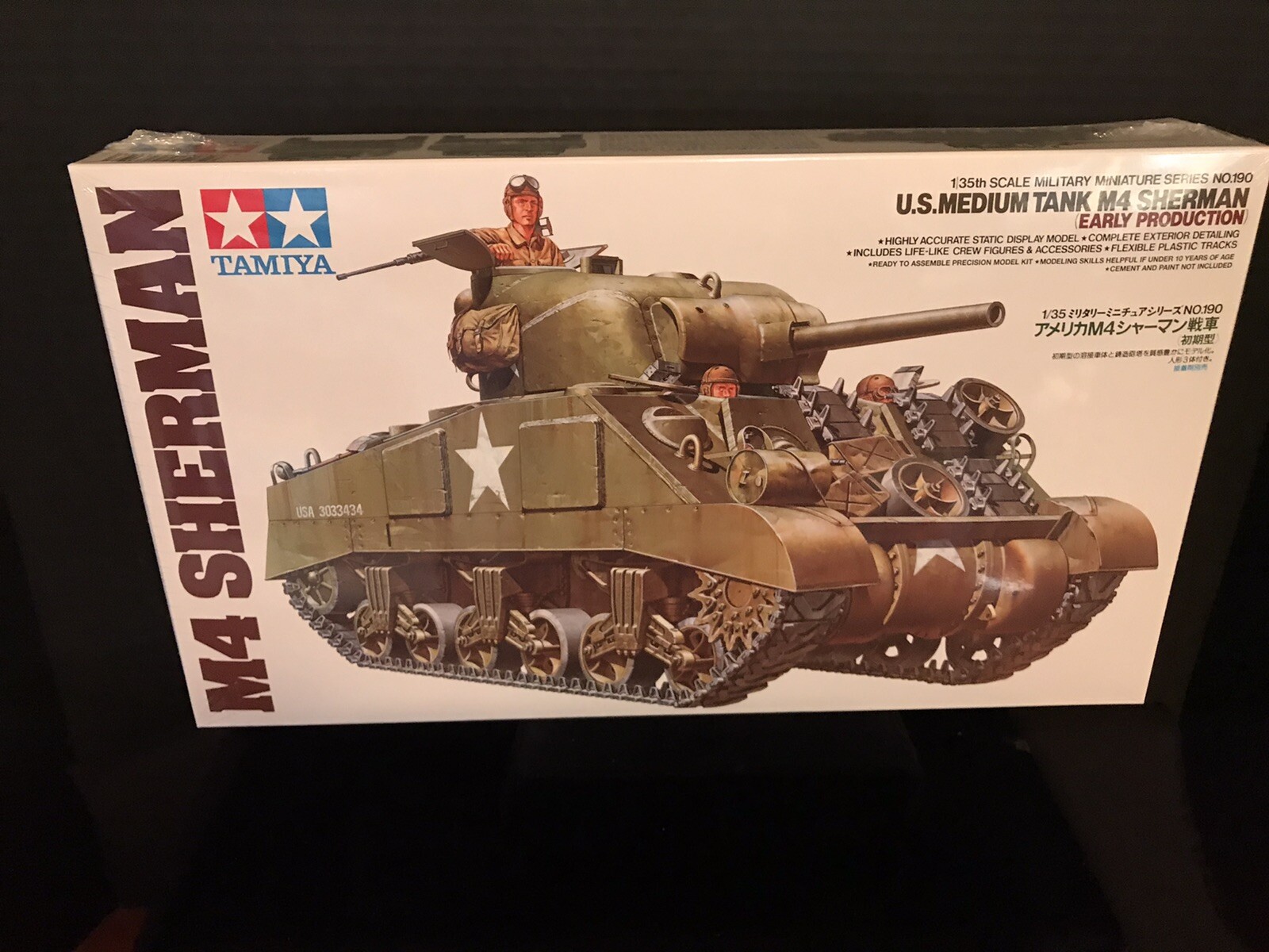 TAMIYA 35190 M4 SHERMAN US MEDIUM TANK EARLY PRODUCTION MODEL KIT-NIB-1 ...