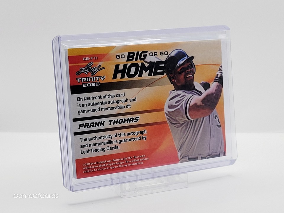 2025 Leaf Trinity FRANK THOMAS Auto Autograph Game-Used Jumbo Relic 7/7 ...