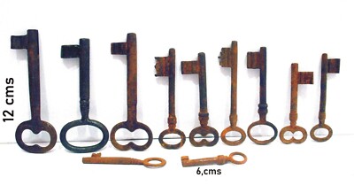LOT OF 11 VINTAGE IRON & STEEL KEYS - 1870 /1900's - RARE - ORIGINALS ...