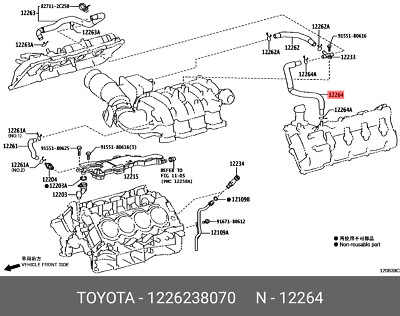 Genuine OE crankcase breather vent tube, 1226238070 for TOYOTA 12262 ...