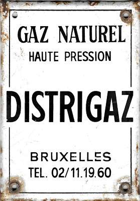Plaque émaillée vintage - DISTRIGAZ - BRUXELLES - 20x14 cm | eBay