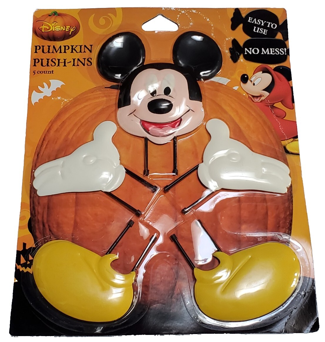 Disney Mickey Mouse Pumpkin Push-Ins Easy Halloween Holiday Decoration ...