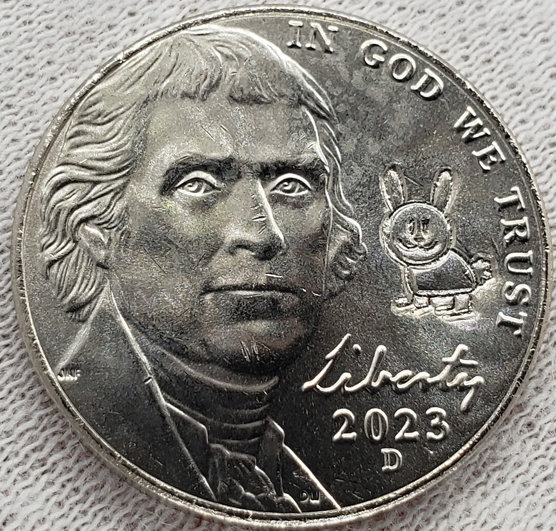2023 Jefferson Nickel 5C Hopper Easter Bunny Rabbit Counterstamp Gift ...