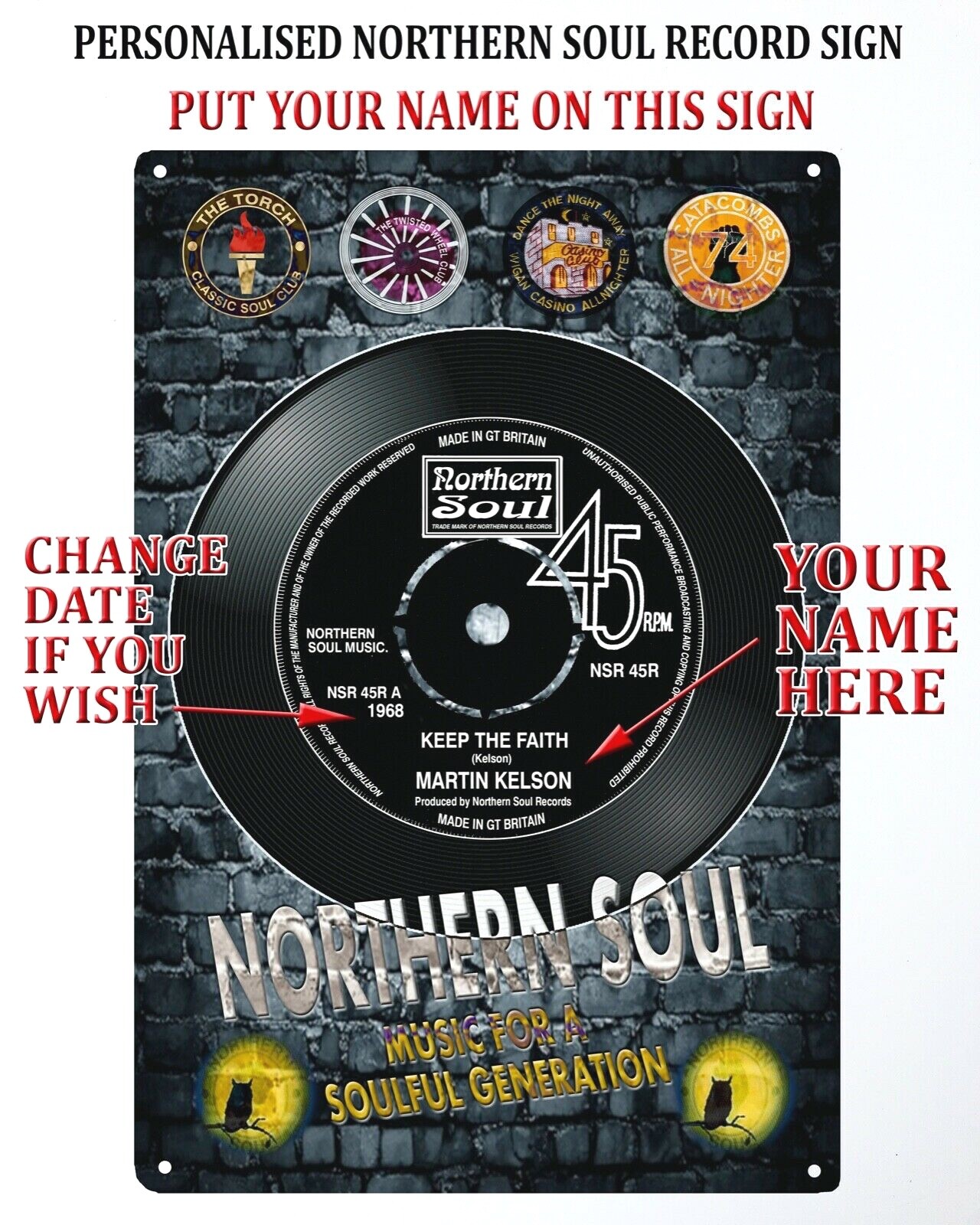 Personalised Northern Soul Metal Sign, Scooter sign, Northern Soul ...