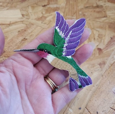 Hummingbird - Spring Garden - Bird Watching - Embroidered Iron On Patch ...
