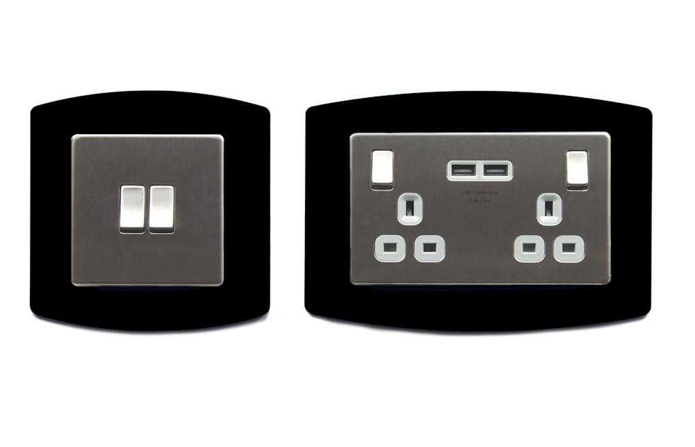 Single Double Light Plug Socket Switch Surround Acrylic Finger Plate ...