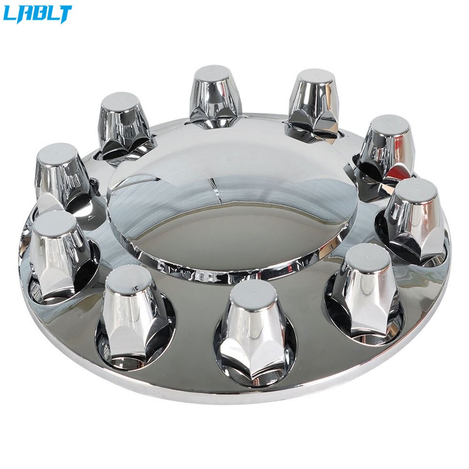 LABLT Chrome Hub Cover Semi Truck Wheel Kit Axle Cover Lug Front & Rear ...