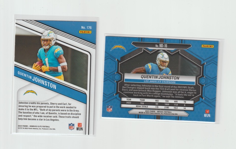 QUENTIN JOHNSON (2) CARD ROOKIE LOT | eBay