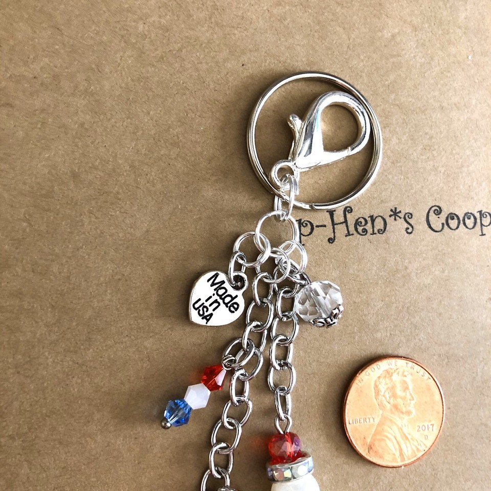 Army Brat W Flag USA RWB Purse Charm Key Chain FOB handmade USA 1731 | eBay