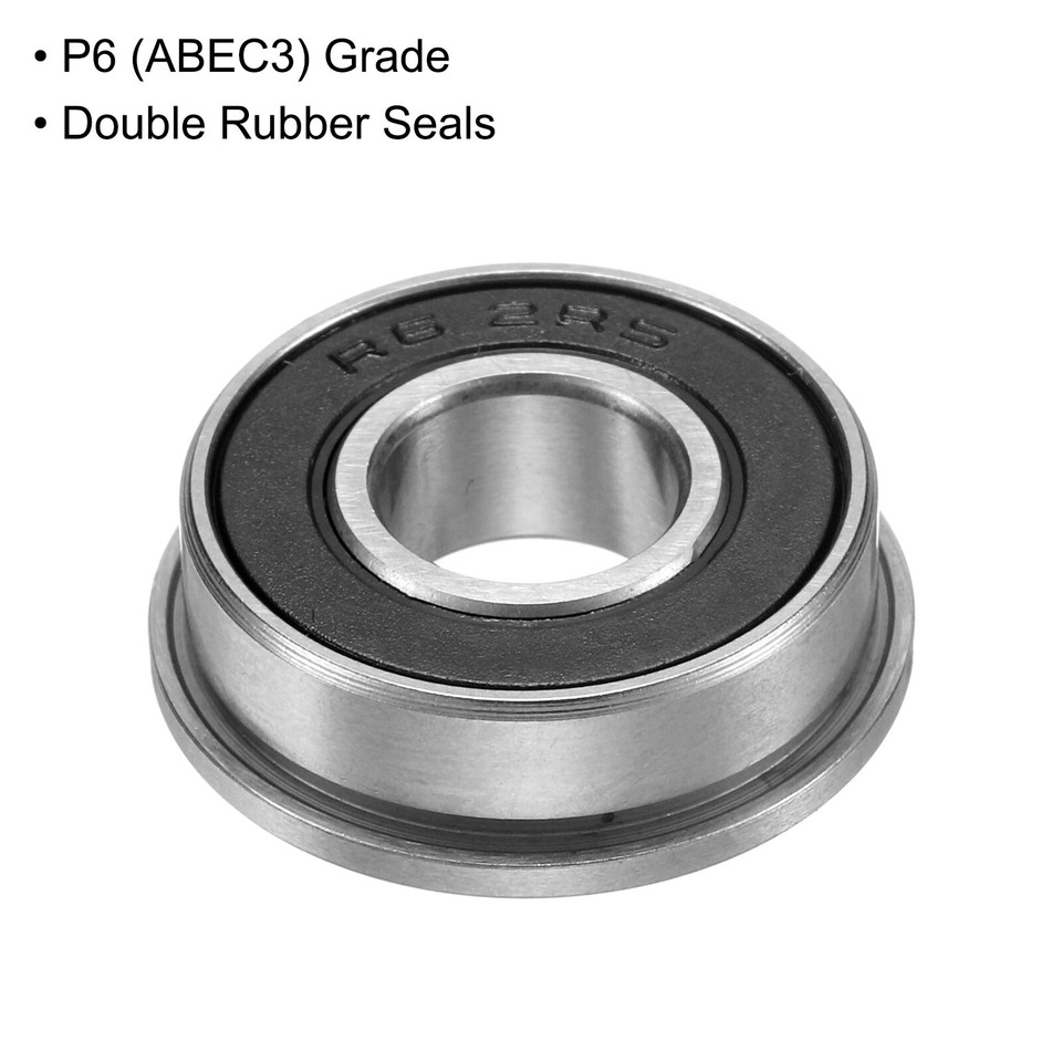 5pcs FR6-2RS Flanged Ball Bearing 3/8 x 7/8 x 9/32 Chrome Steel Rubber ...