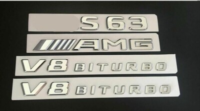 S63 AMG V8 Biturbo Badges Emblems for Mercedes Benz W222 | Silver | OE ...