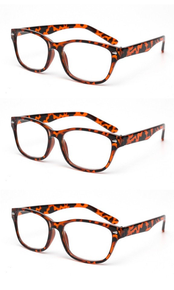 EYE ZOOM 3 Pack Retro Readers Plastic Vintage Reading Glasses for Men ...