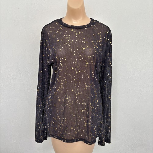 Akewei Womens Celestial Whimsigoth Sheer Top XL Stars Sheer Layering ...