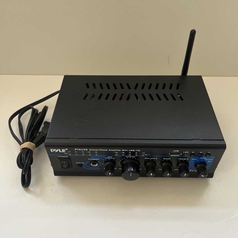 Pyle PTAU45 2 x 120W Stereo Power Amplifier USB/2 AUX/CD & Mic Inputs ...