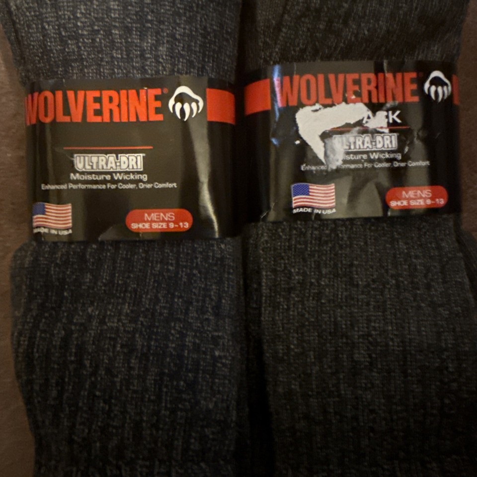 Wolverine Men's Ultra Dri Crew Socks 2 Pair Pack One Size Brown USA New ...