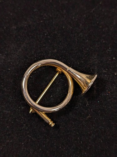 Vintage Small Bugle Horn Gold Tone Pin Figural | eBay