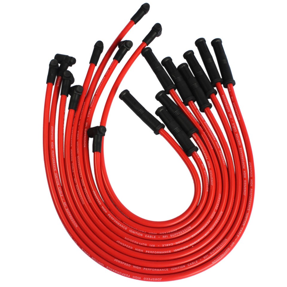 HEI Spark Plug Wires Set 90 to Straight For Chevy SBC BBC 350 383 400 ...