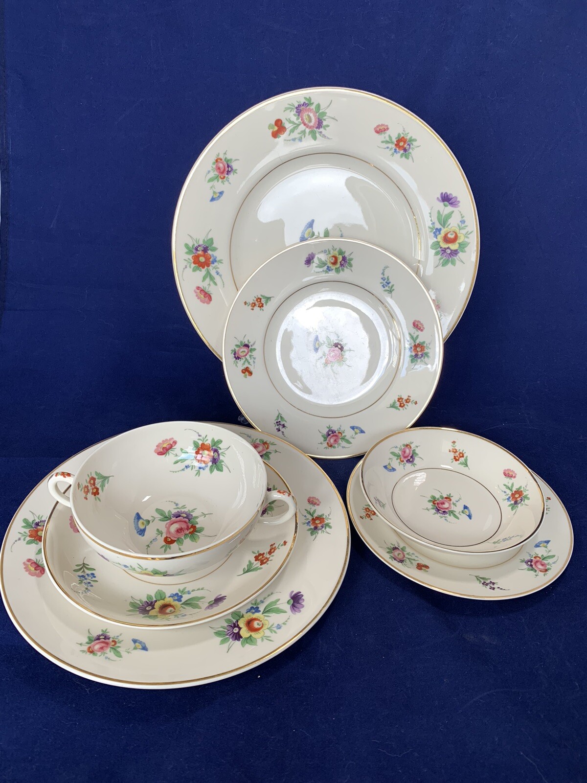 Syracuse Old Ivory China SELMA Pattern Dinnerware 7 Piece Set Made in ...