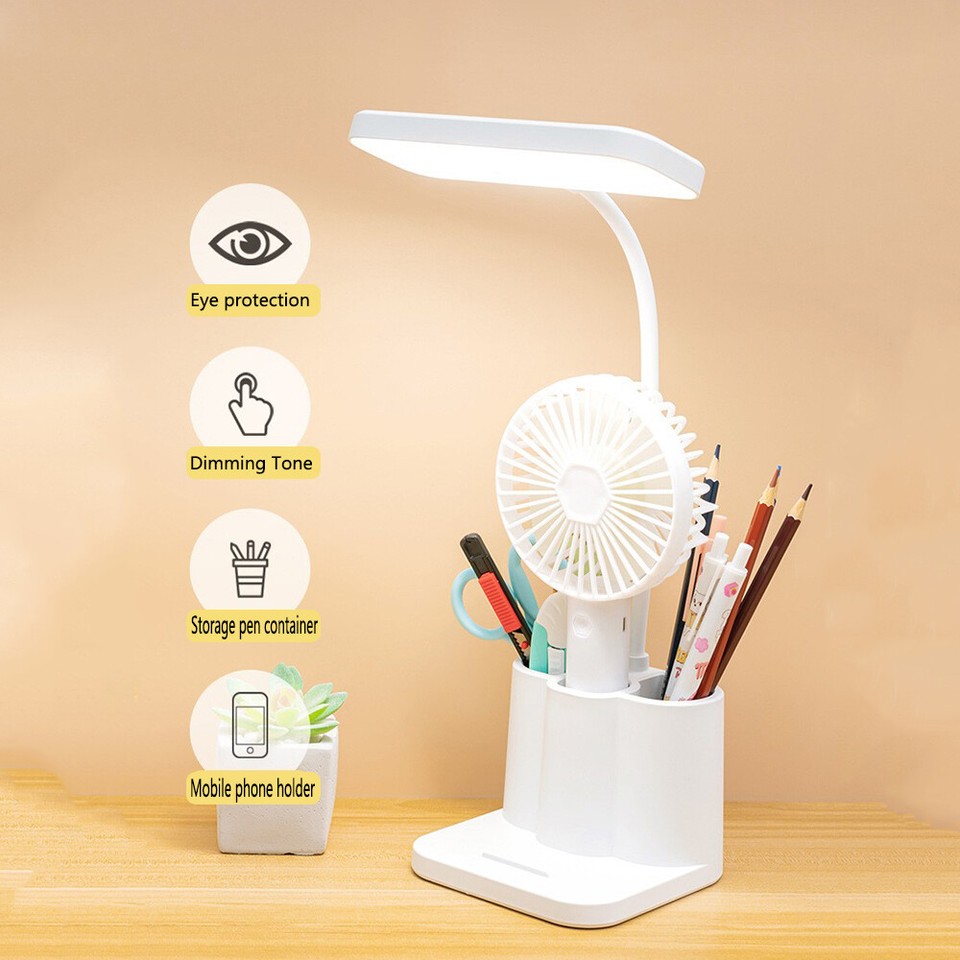 LED Desk Light Dimmable Bedside Reading Night Lamp USB Rechargeable ...