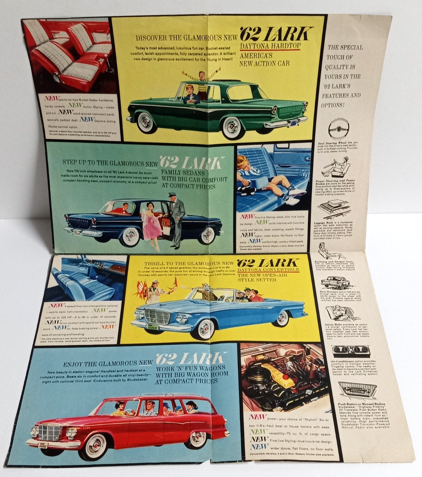 Vintage 1962 Studebaker Lark Car Models Sales Catalog Dealer Manual ...