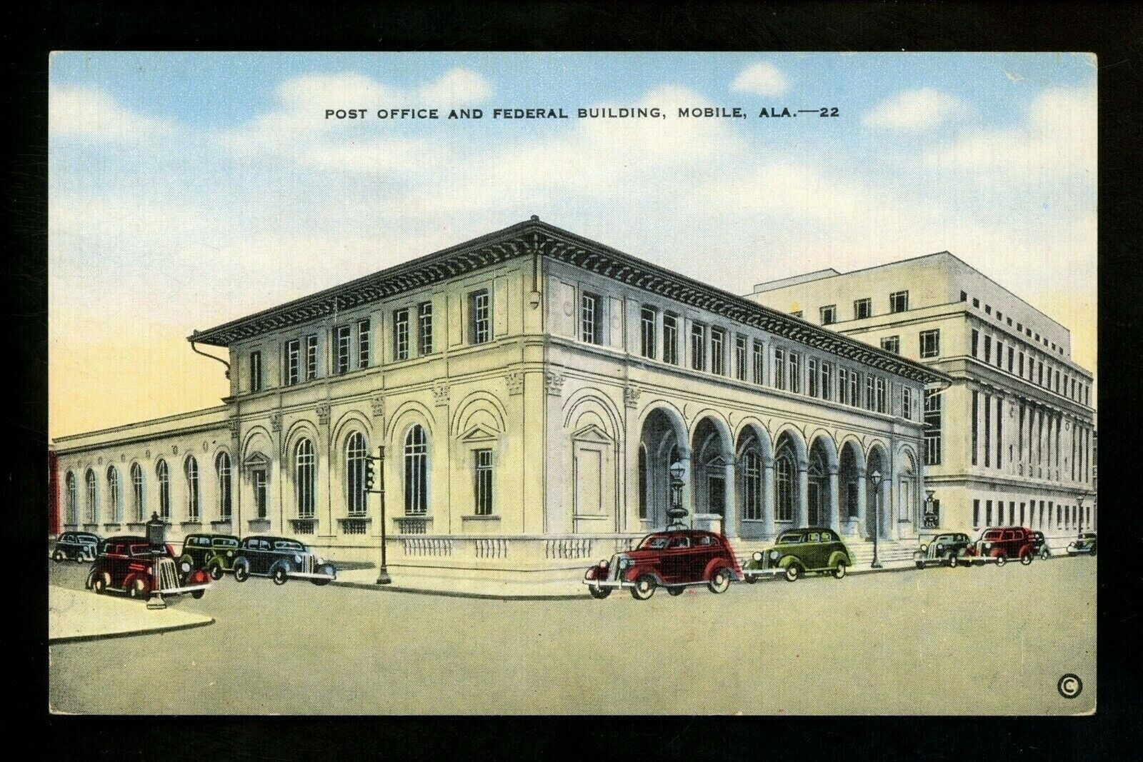 Alabama AL postcard Mobile, Post Office & Federal Building linen Kropp ...