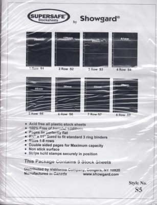 Showgard Supersafe Stock Sheets 5 Row Double Sided Pages 46mm 5 Pack S5 ...