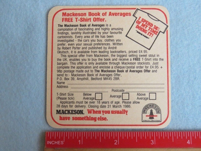 Beer COASTER ~ MACKESON Stout book of Averages ~ Should Be Reading ...