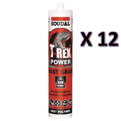 12 x SOUDAL T-REX Power Fast Grab SMX Polymer Sealant Adhesive STEEL ...