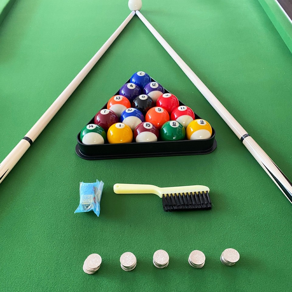 7FT Coin Operated Pool Table Billiards green with accessories ...