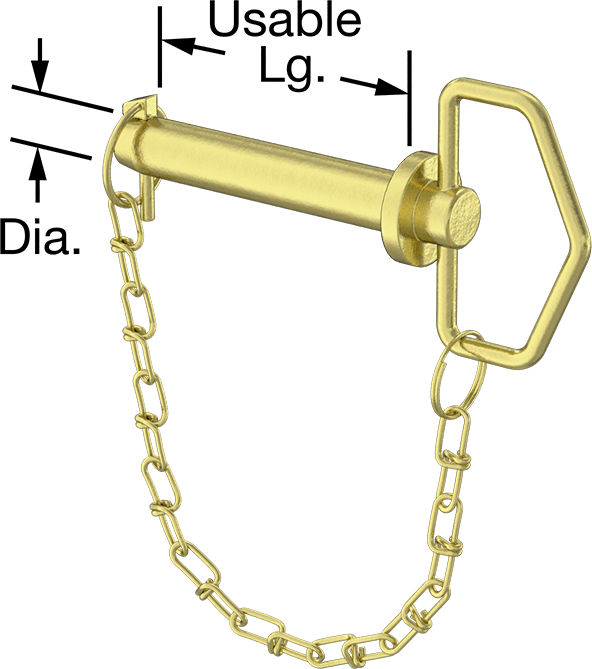 Loop-Grip Clevis Pin w/Locking Ring & Chain, 1541 Carbon Steel, 3/4 ...