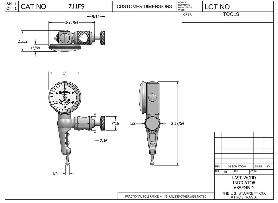 Starrett PT07066 Outer Bezel ONLY for 711 F Last Word Dial Test ...