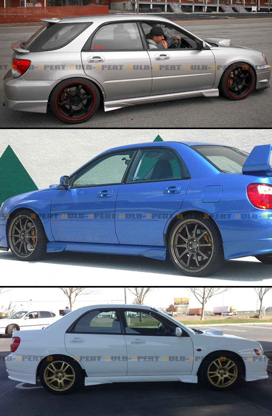 FOR 02-07 IMPREZA WRX STI GD FRONT+REAR SIDE SKIRT AERO GUARD STRAKE ...